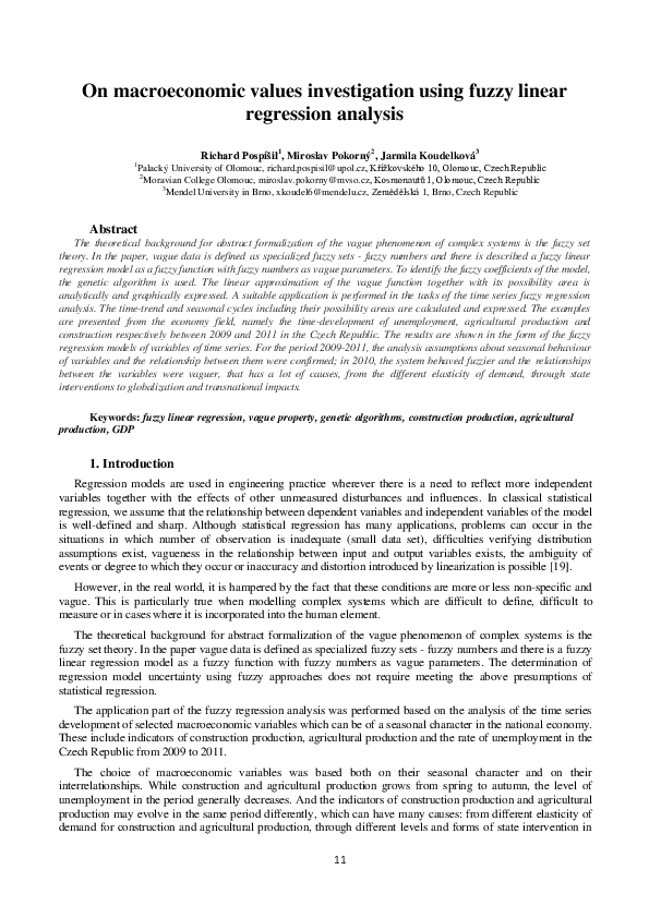 (PDF) On macroeconomic values investigation using fuzzy linear regression analysis