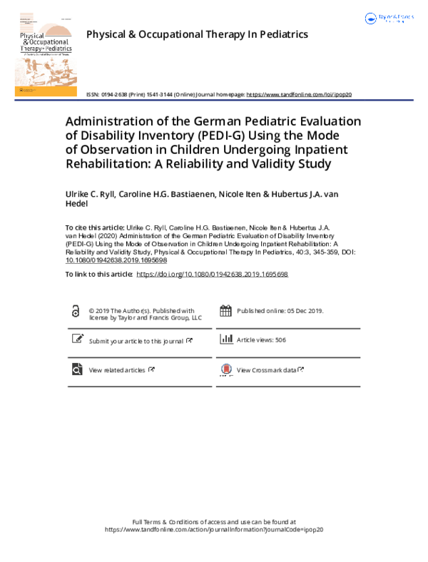 (PDF) Administration of the German Pediatric Evaluation of Disability ...