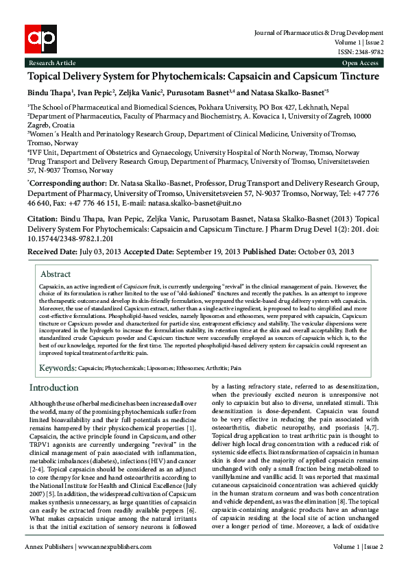 (PDF) Topical Delivery System for Phytochemicals: Capsaicin and ...