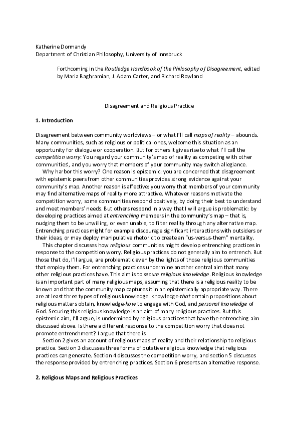 (PDF) Disagreement religious practice