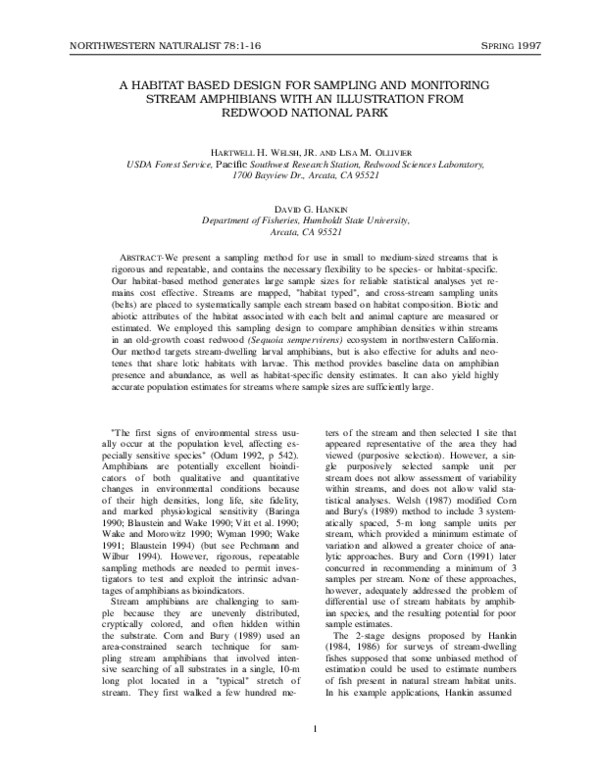 (PDF) A Habitat-Based Design for Sampling and Monitoring Stream ...