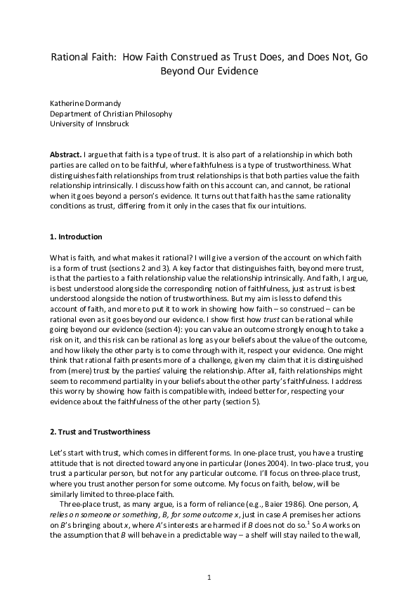 (PDF) Rational Faith: How Faith Construed as Trust Does, and Does Not ...