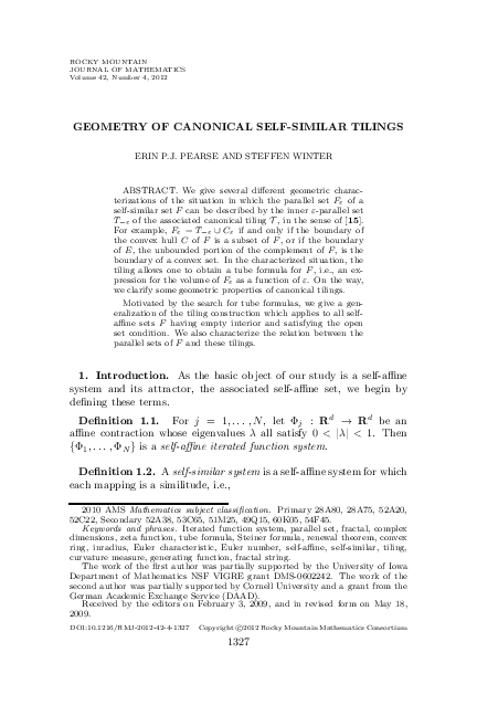 (PDF) Geometry of canonical self-similar tilings