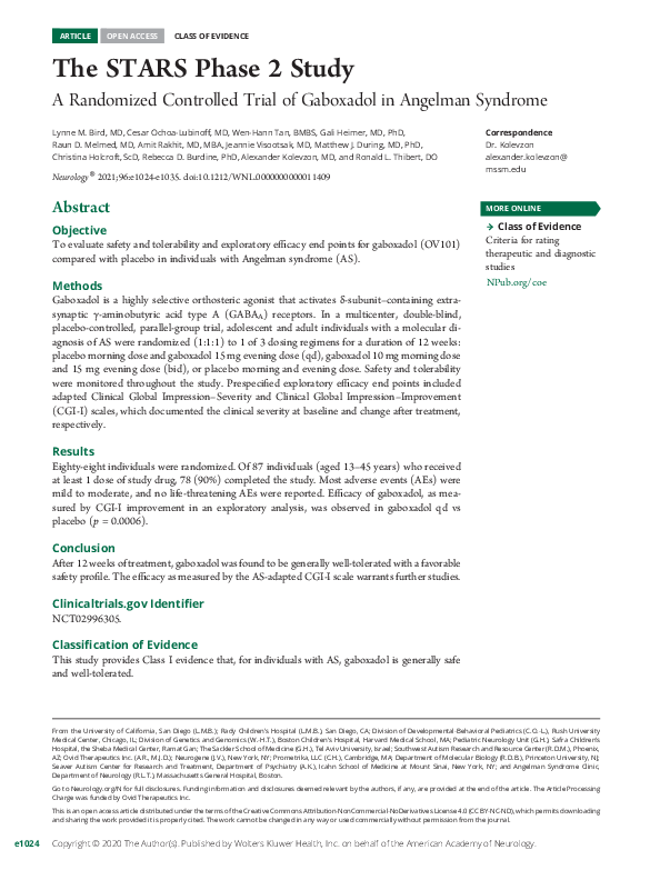 (PDF) The STARS Phase 2 Study: A Randomized Controlled Trial of ...