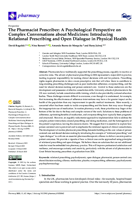(PDF) The Pharmacist Prescriber: A Psychological Perspective on Complex ...