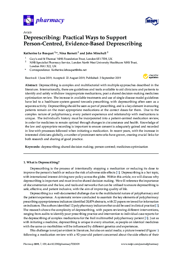(PDF) Deprescribing: Practical Ways to Support Person-Centred, Evidence ...
