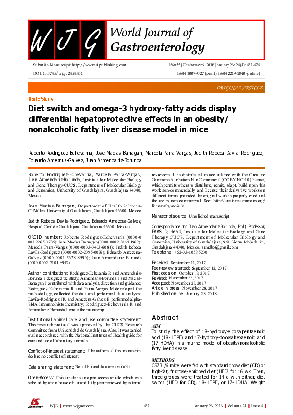 (PDF) Diet switch and omega-3 hydroxy-fatty acids display differential ...
