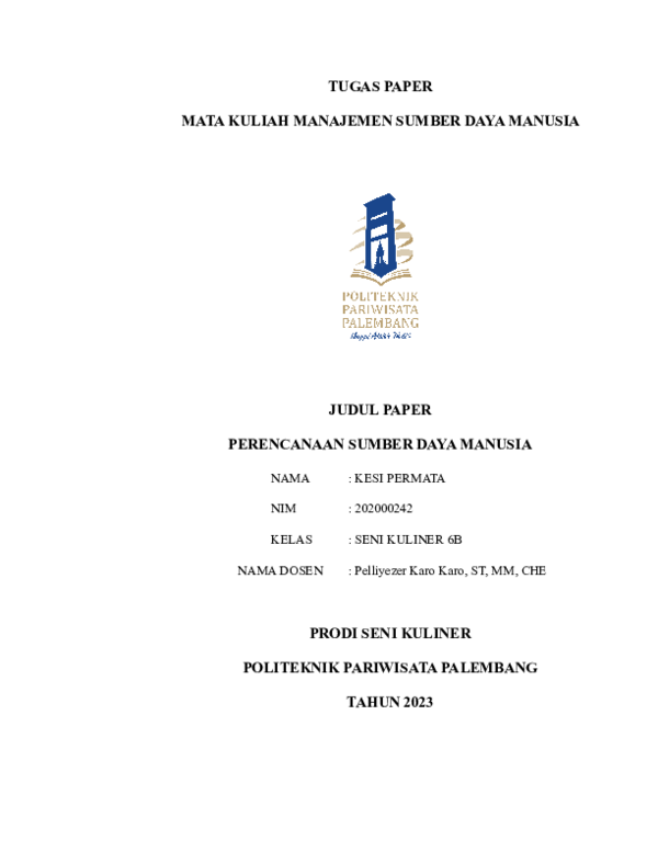 (PDF) TUGAS PAPER PERENCANAAN SUMBER DAYA MANUSIA