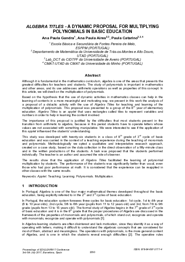 (PDF) Algebra Titles - a Dynamic Proposal for Multiplying Polynomials ...