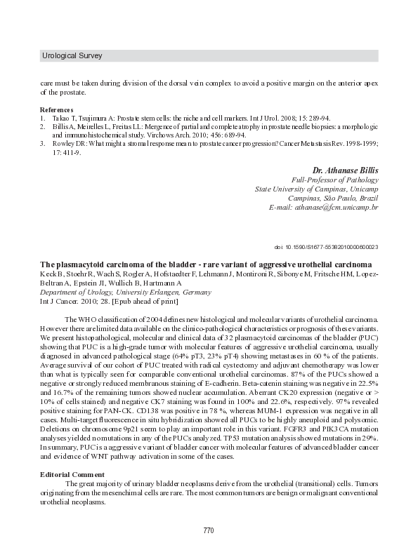 (PDF) The plasmacytoid carcinoma of the bladder-rare variant of ...