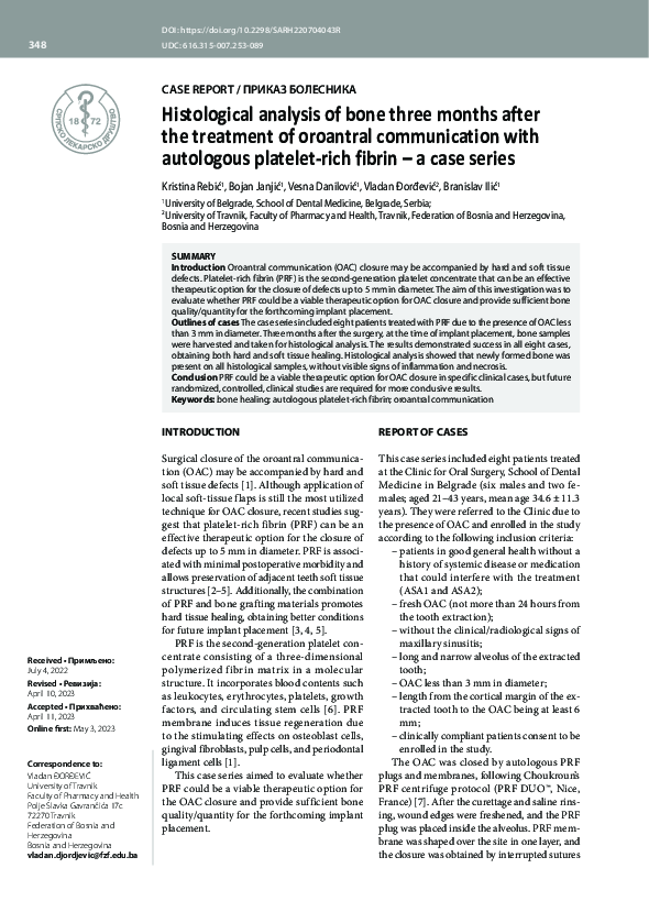 (PDF) Histological analysis of bone three months after the treatment of ...