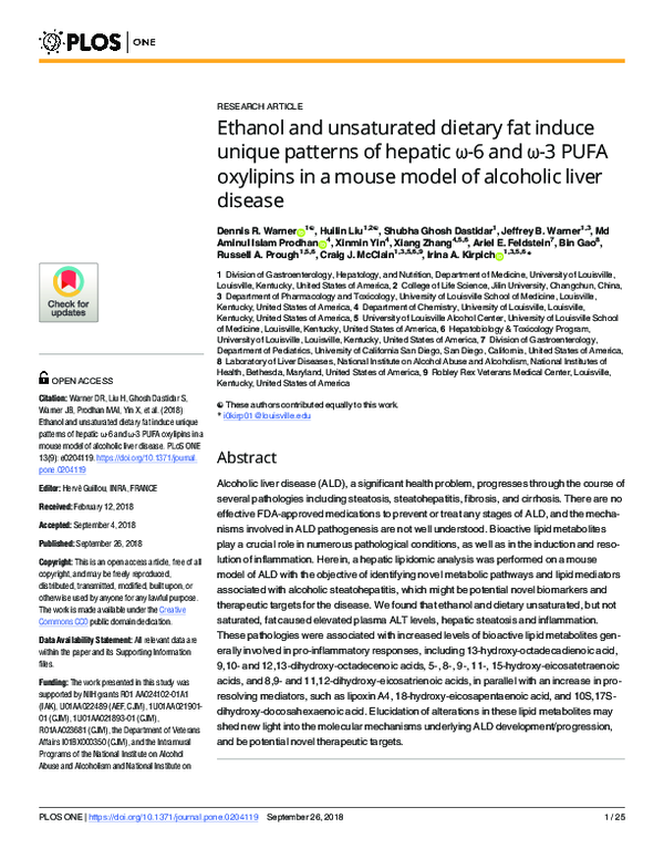 (PDF) Ethanol and unsaturated dietary fat induce unique patterns of ...