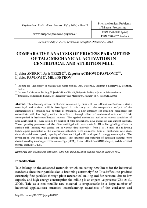 (PDF) 2014, 433−452 Physicochemical Problems of Mineral Processing