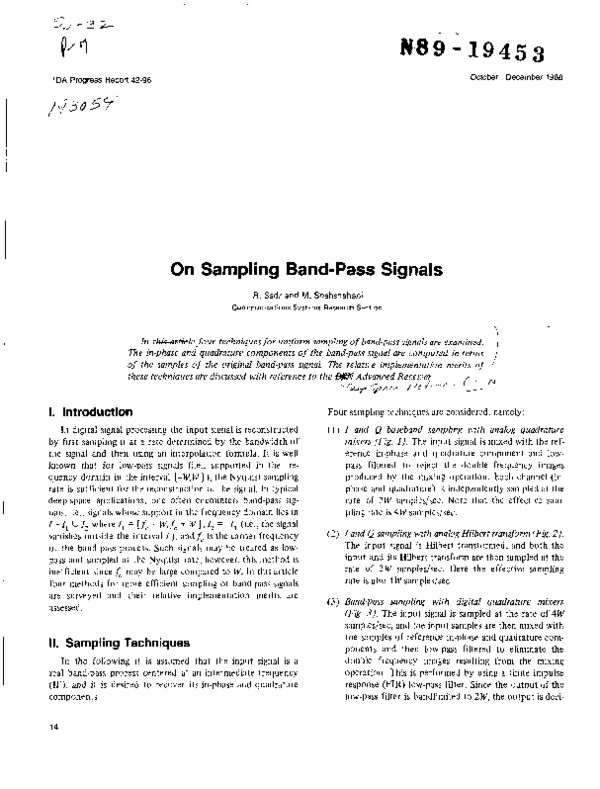 (PDF) On sampling band-pass signals