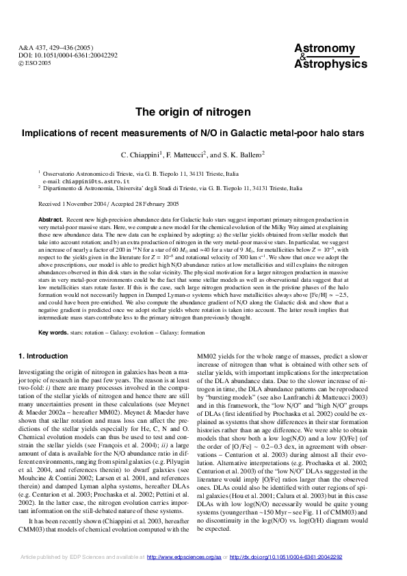 (PDF) The origin of nitrogen