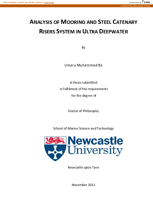 (PDF) Analysis of mooring and steel catenary risers system in ultra ...