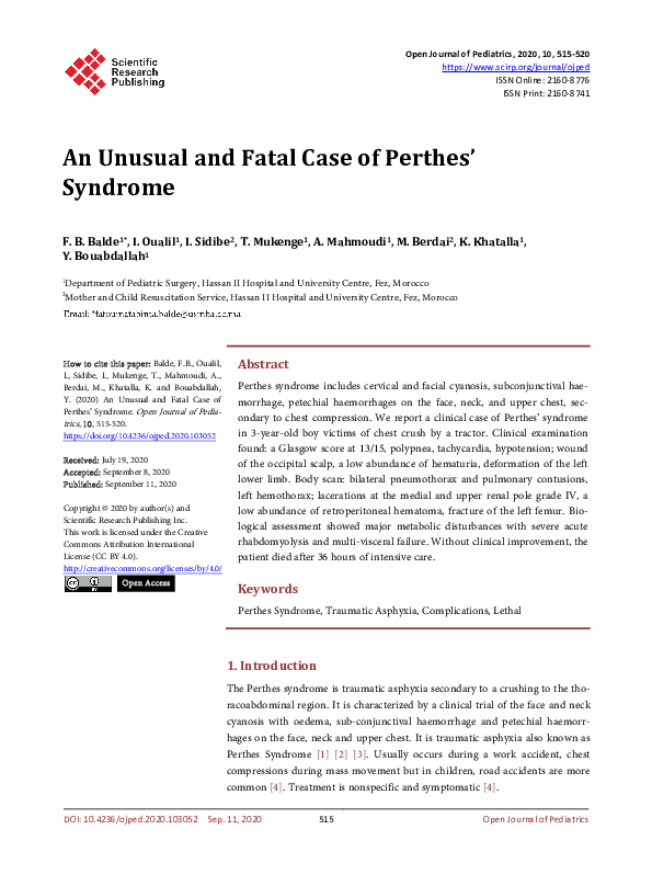 (PDF) An Unusual and Fatal Case of Perthes’ Syndrome | Fatoumata Binta ...