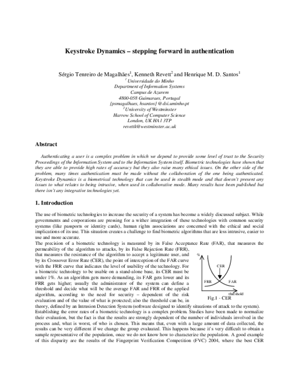 (PDF) Keystroke dynamics: stepping forward in authentication