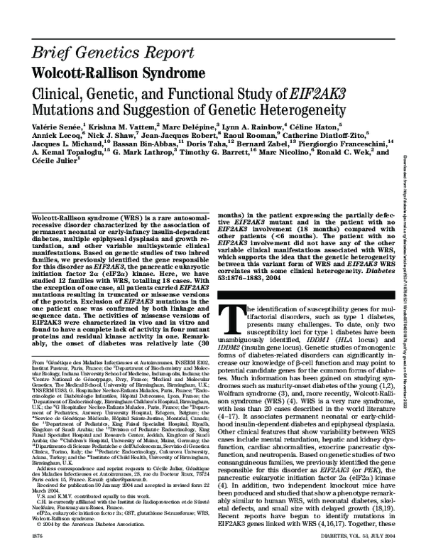 (PDF) Wolcott-Rallison Syndrome