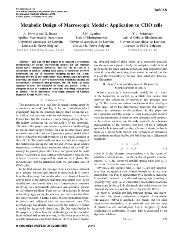 (PDF) Metabolic Design of Macroscopic Models: Application to CHO cells