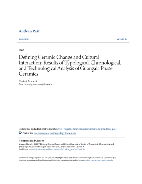 (PDF) Defining Ceramic Change and Cultural Interaction: Results of ...