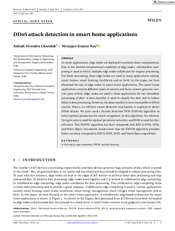 (PDF) DDoS attack detection in smart home applications (PDF) DDoS attack detection in smart home applications