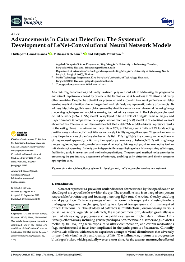 Pdf Advancements In Cataract Detection The Systematic Development Of Lenet Convolutional