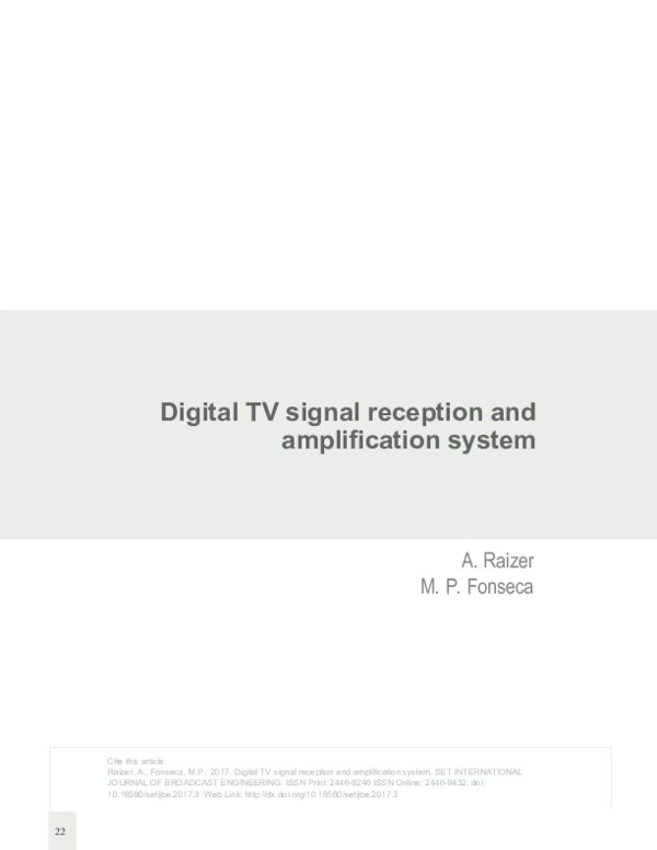 (PDF) Digital TV signal reception and amplification system
