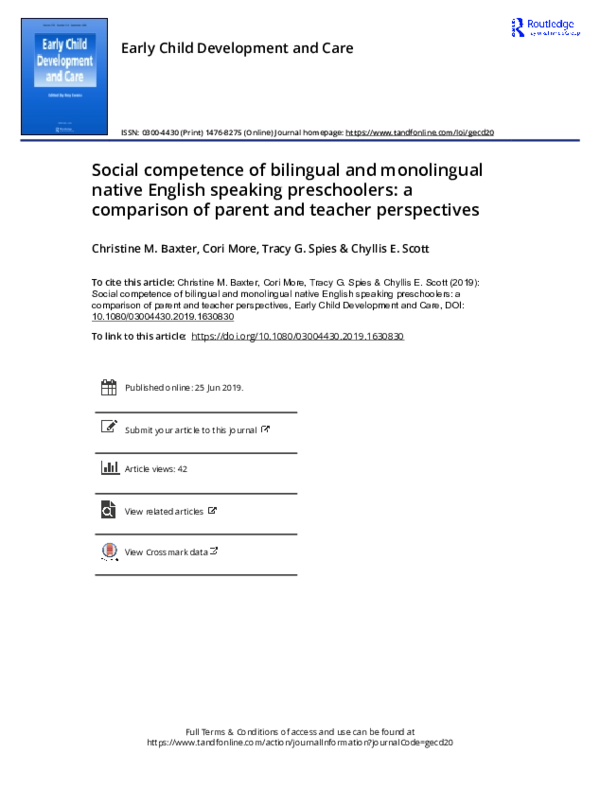 (PDF) Social competence of bilingual and monolingual native English ...