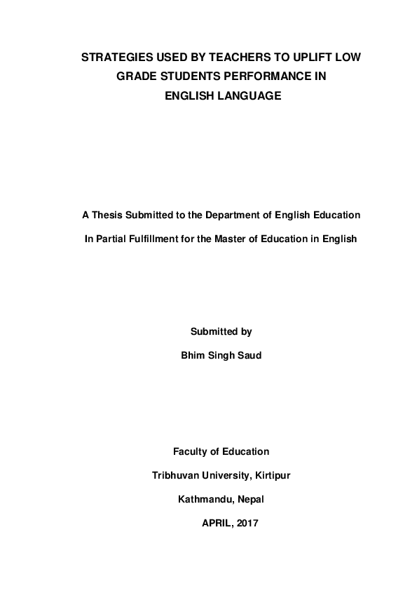 (PDF) Strategies Used By Teachers to Uplift Low Grade Students ...
