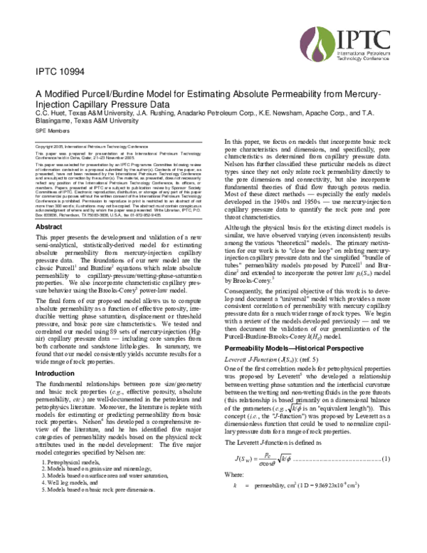 (PDF) A Modified Purcell/Burdine Model for Estimating Absolute ...