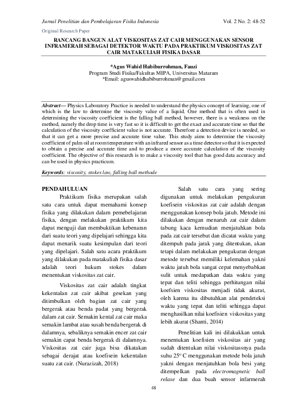 (PDF) Rancang Bangun Alat Viskositas Zat Cair Menggunakan Sensor ...