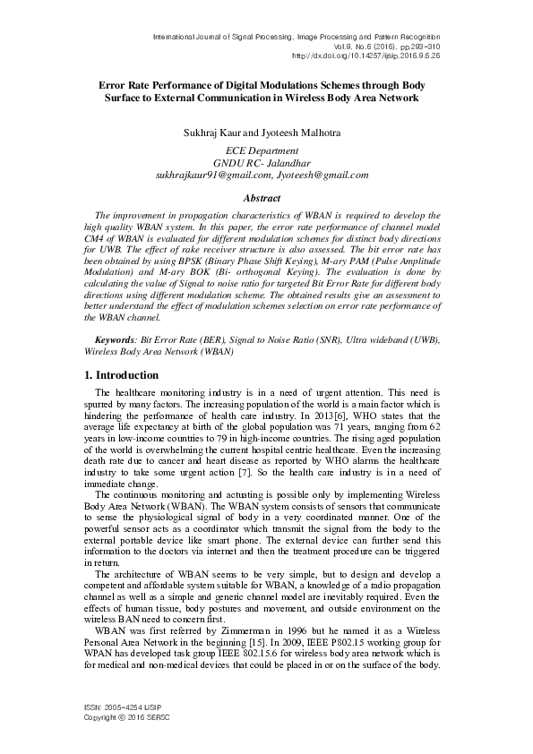 (PDF) Error Rate Performance of Digital Modulations Schemes through Body Surface to External ...