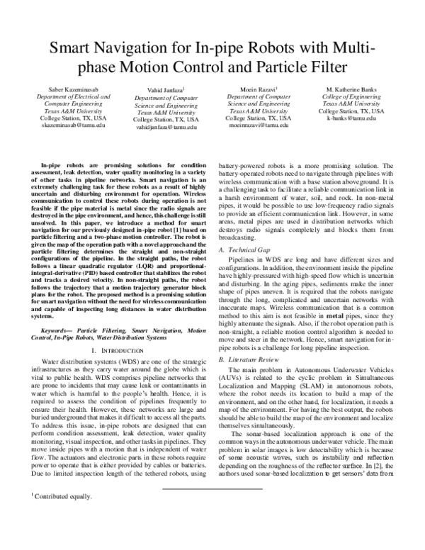 (PDF) Smart Navigation for an In-pipe Robot Through Multi-phase Motion Control and Particle ...