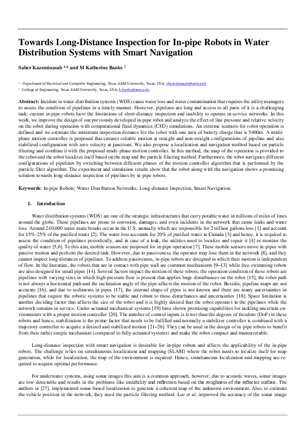 (PDF) Long-Distance Inspection of Pipelines Using Advanced In-Pipe Robots