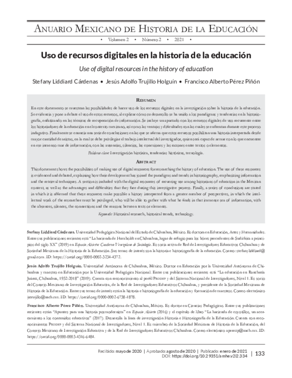 (PDF) Uso de recursos digitales en la historia de la educación