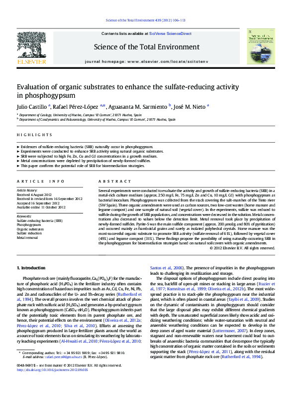 (PDF) Evaluation of organic substrates to enhance the sulfate-reducing ...