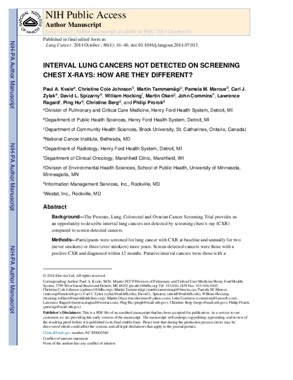 (PDF) Interval lung cancers not detected on screening chest X-rays: How ...