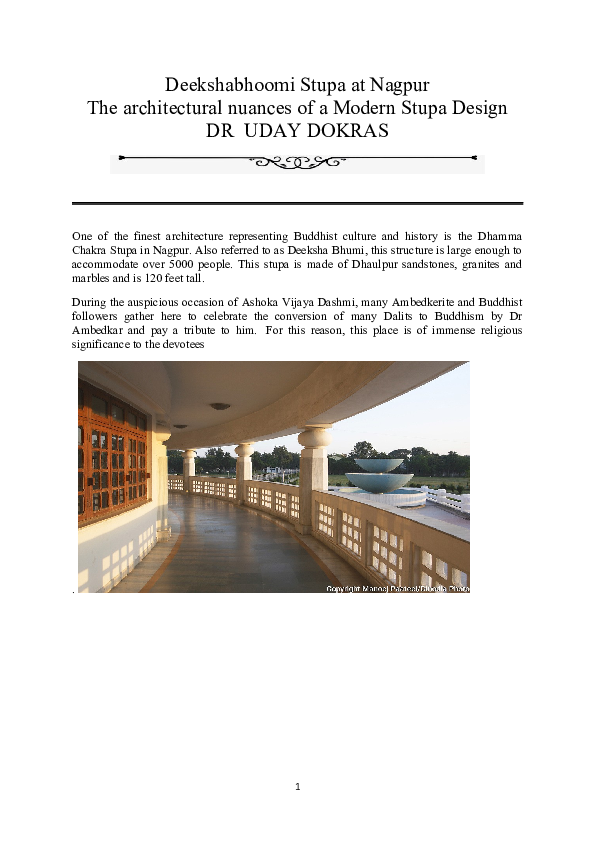 (DOC) Deekshabhoomi Stupa at Nagpur The architectural nuances of a ...