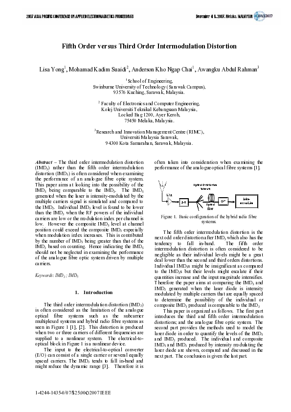 Pdf Fifth Order Versus Third Order Intermodulation Distortion