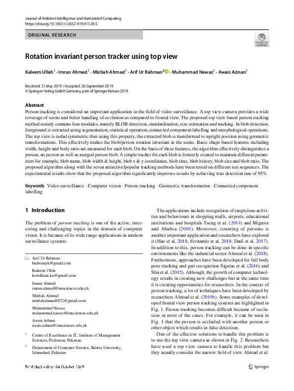 (PDF) Rotation invariant person tracker using top view