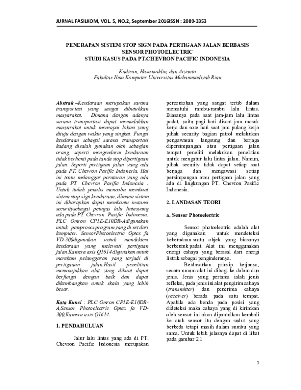 (PDF) Penerapan Sistem Stop Sign Pada Pertigaan Jalan Berbasis Sensor ...