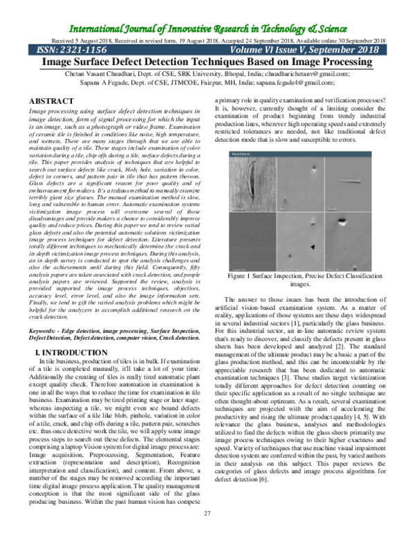 Pdf Image Surface Defect Detection Techniques Based On Image