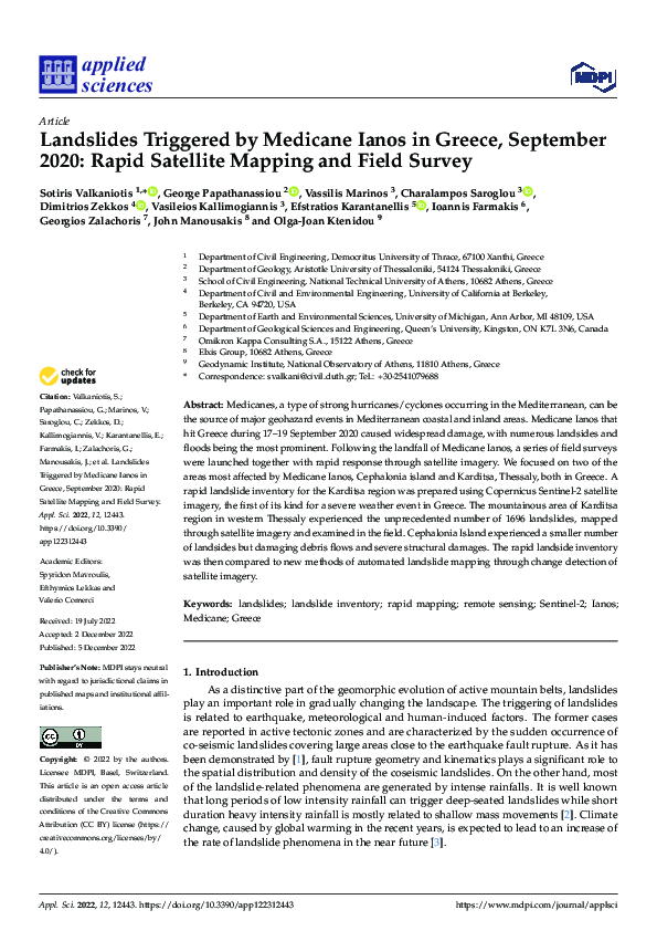 (PDF) Landslides Triggered by Medicane Ianos in Greece, September 2020 ...