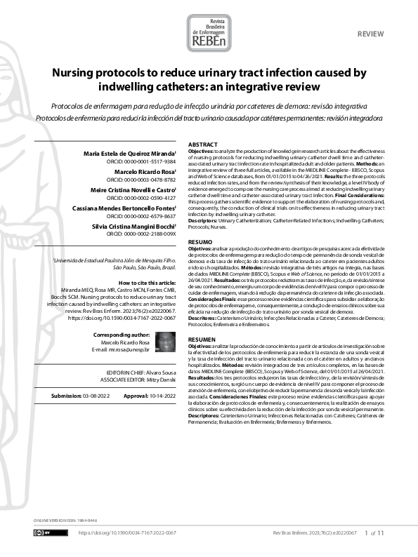 (PDF) Nursing protocols to reduce urinary tract infection caused by ...