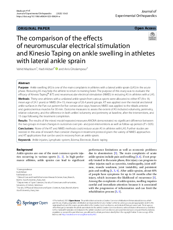 (PDF) The comparison of the effects of neuromuscular electrical ...
