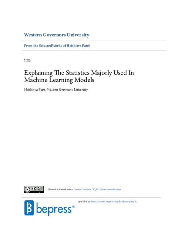 (PDF) Explaining The Statistics Majorly Used In Machine Learning Models