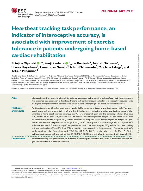 (PDF) Heartbeat tracking task performance, an indicator of ...
