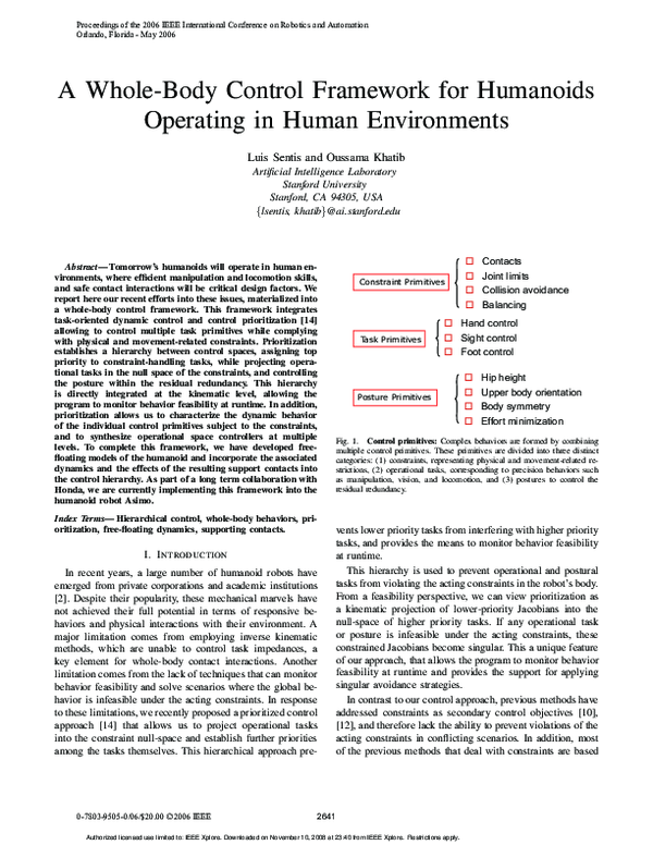 (PDF) A whole-body control framework for humanoids operating in human ...