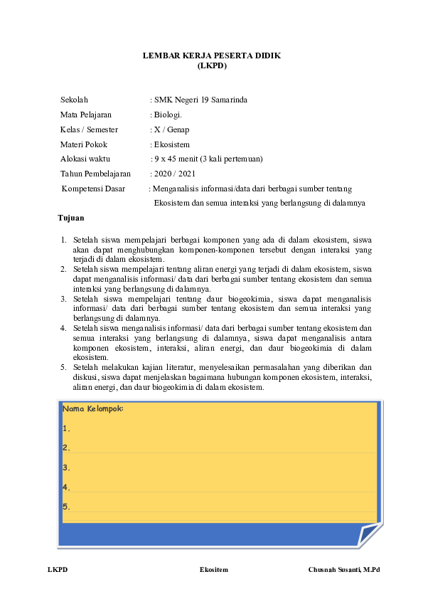 (DOC) LEMBAR KERJA PESERTA DIDIK (LKPD) Sekolah : SMK Negeri 19 Samarinda Mata Pelajaran ...